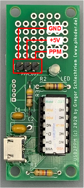 Kit for a PPM Encoder for eight channels with USB input
